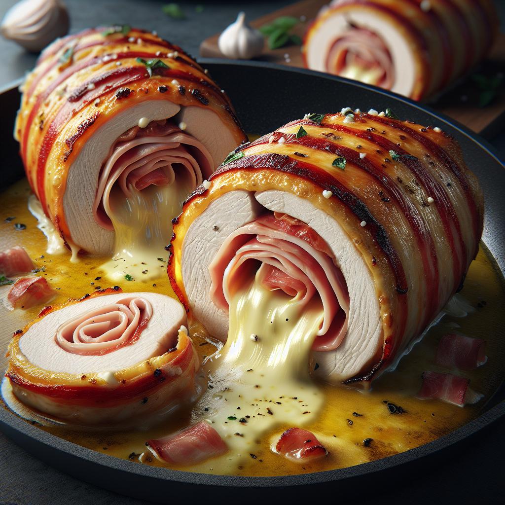 Chicken Roll Stuffed with Ham and Cheese - Home