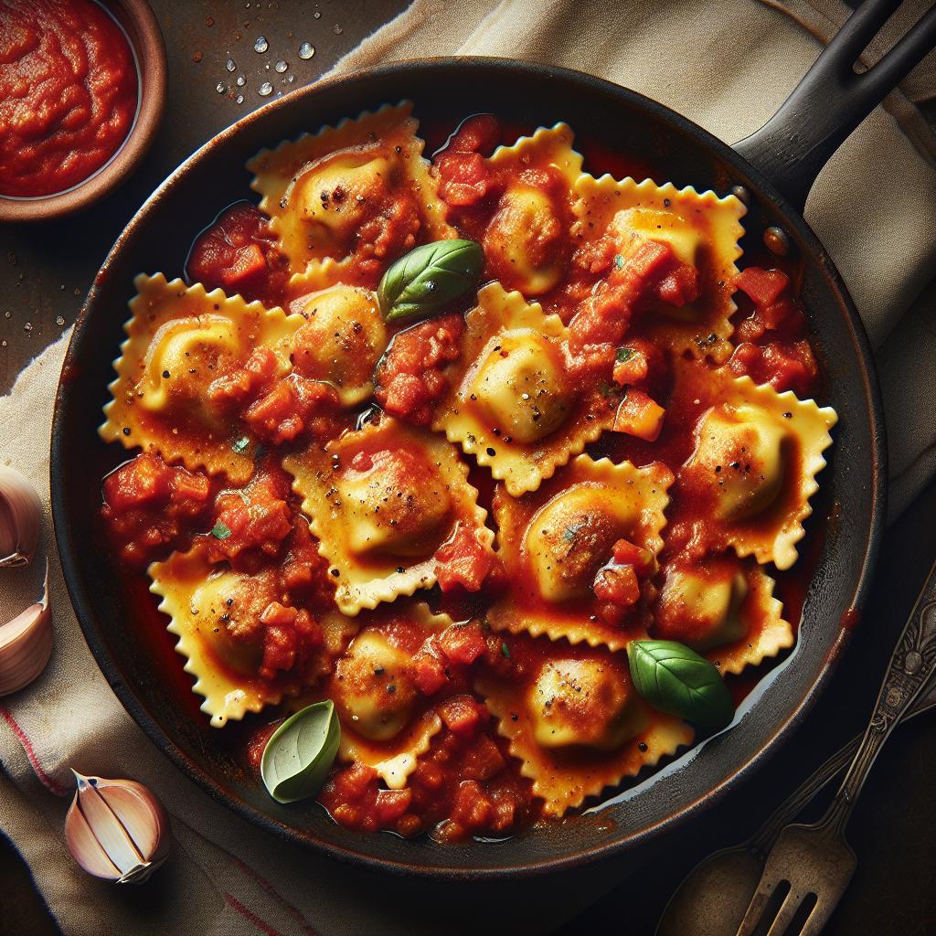 Meat Ravioli with Tomato Sauce - Home