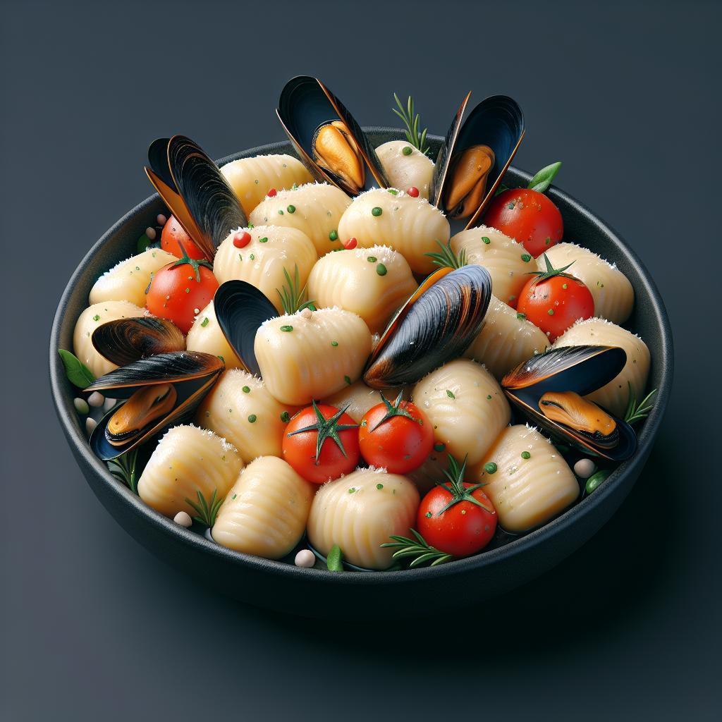 Rice Gnocchi with Mussels and Cherry Tomatoes - Home