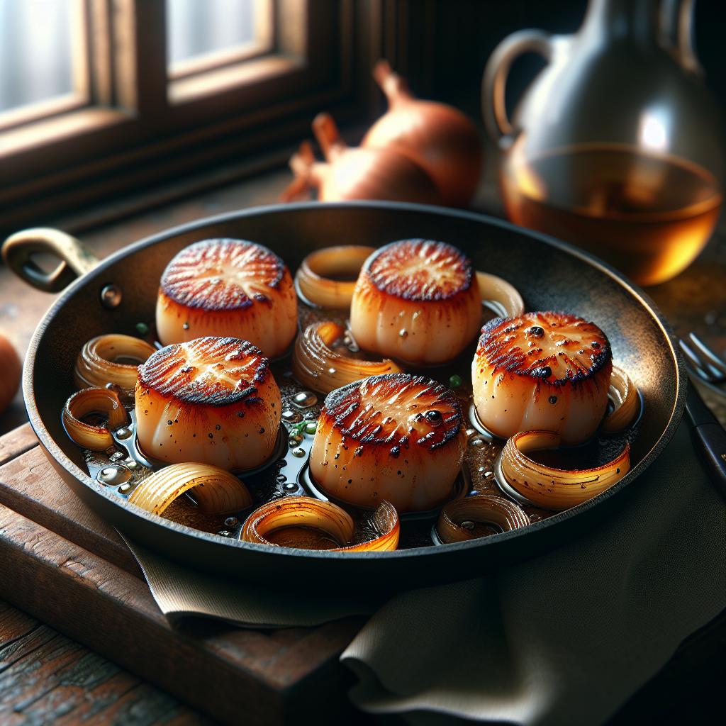 Seared Scallops with Caramelized Onion - Home