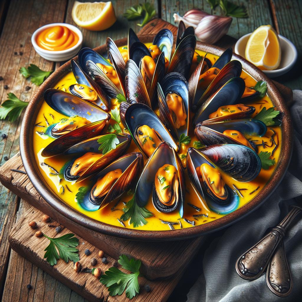 Mussels in Saffron Sauce - Home