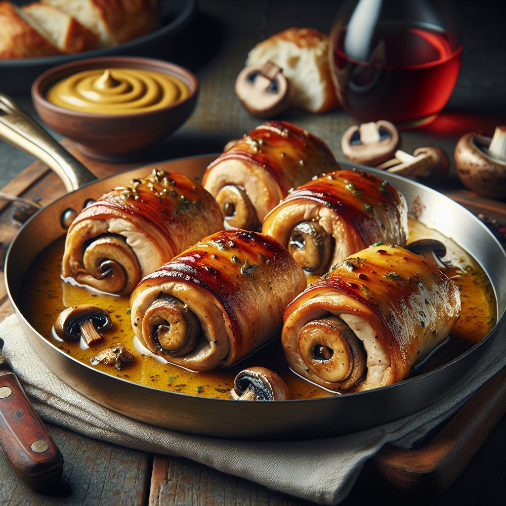 Chicken roll-ups with mushrooms and mustard sauce - Home